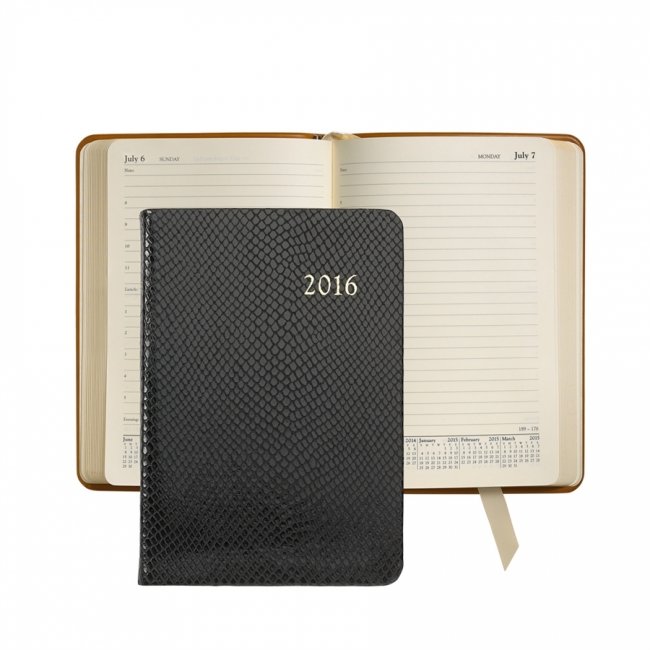 2015 Daily Journal Â classic Black Embossed Python Leather | Vinder