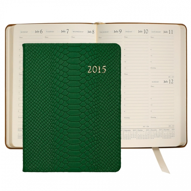 2015 Desk Diary Â kelly Green Embossed Python Leather | Zoombox