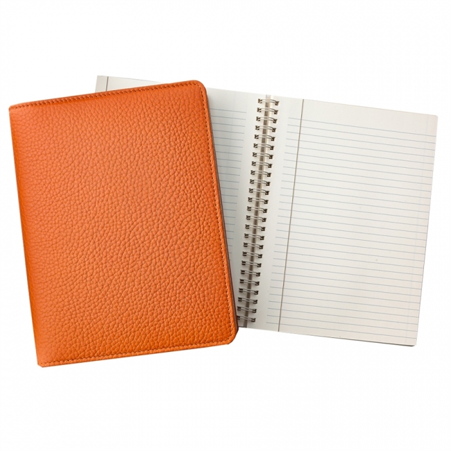 9â Wire-o-notebookÂ Orange Pebble Grain Leather | Vinder
