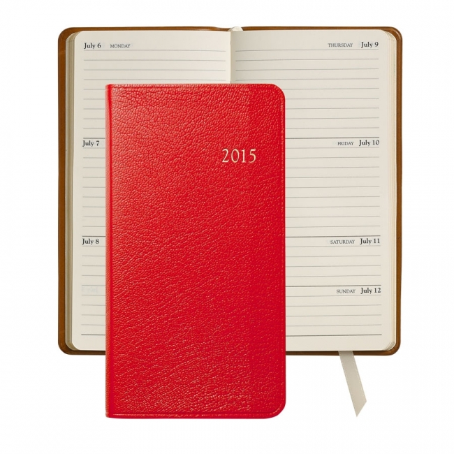 Red 2015 6″ Pocket Datebook Brights Leather | Rifflounge